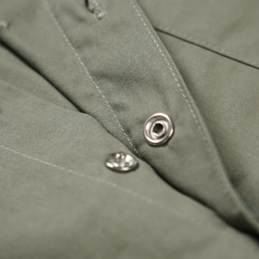 Olive Short Sleeve Button-Up with Ribbed Cuff | Dapper Boi